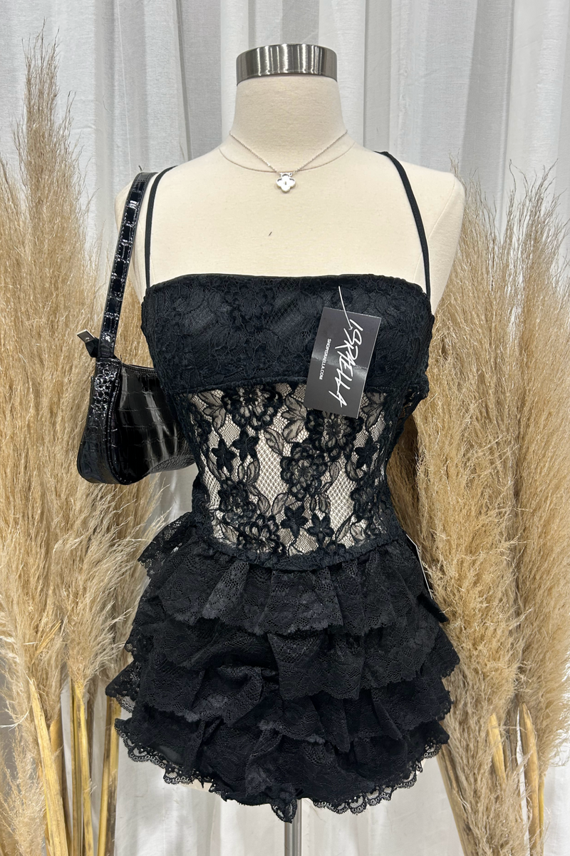 Galia Lace Open Back Top (Black) – Shop Israella